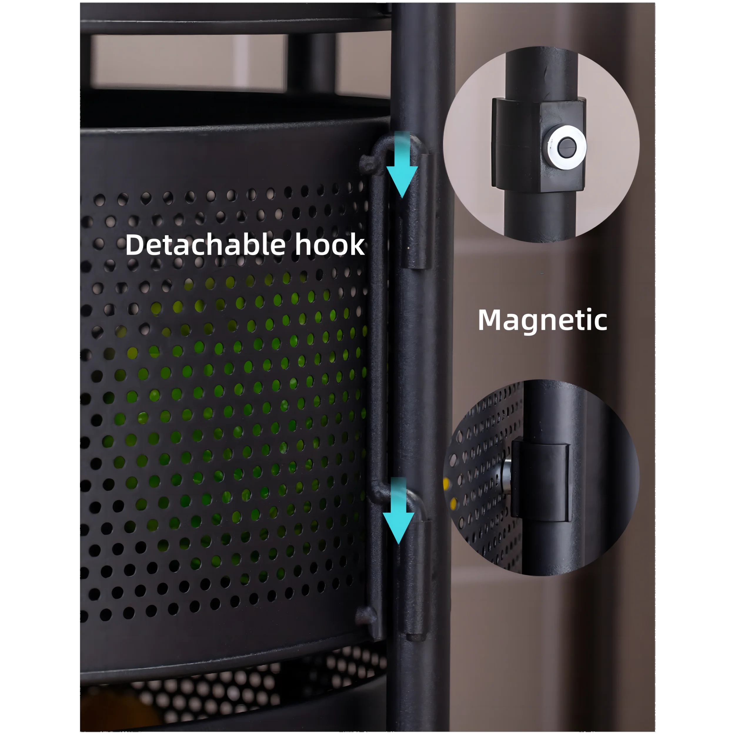 Kitchen Vegetable Storage Cart Square Rotating Rack With Wheels Metal ...