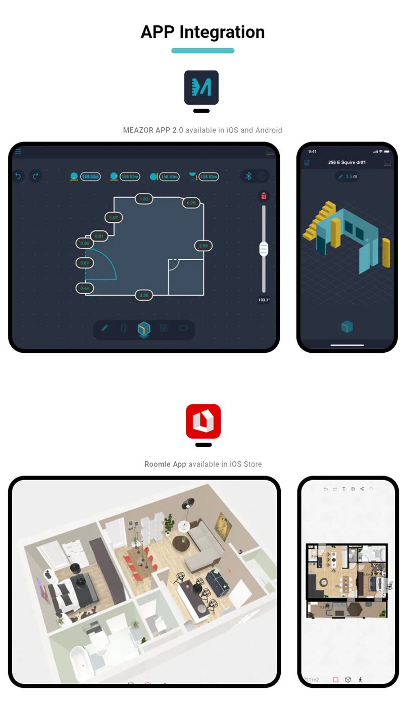 Meazor Multiple Room Plan Point Curve Scanning 3d Displacement Tilt ...
