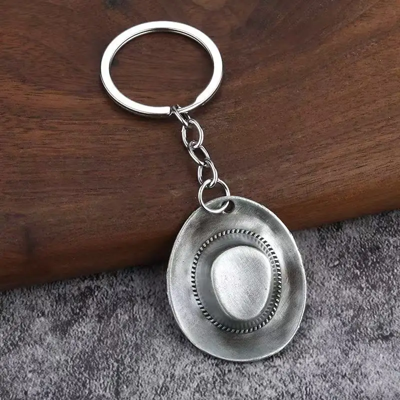 Vintage Western Style Bronze Cowboy Hat Keychain