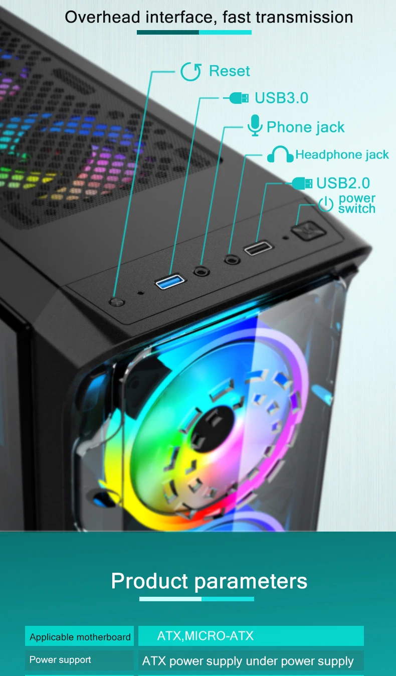 Popular ATX/M-ATX Gaming Case with USB3.0 and Dust Screen