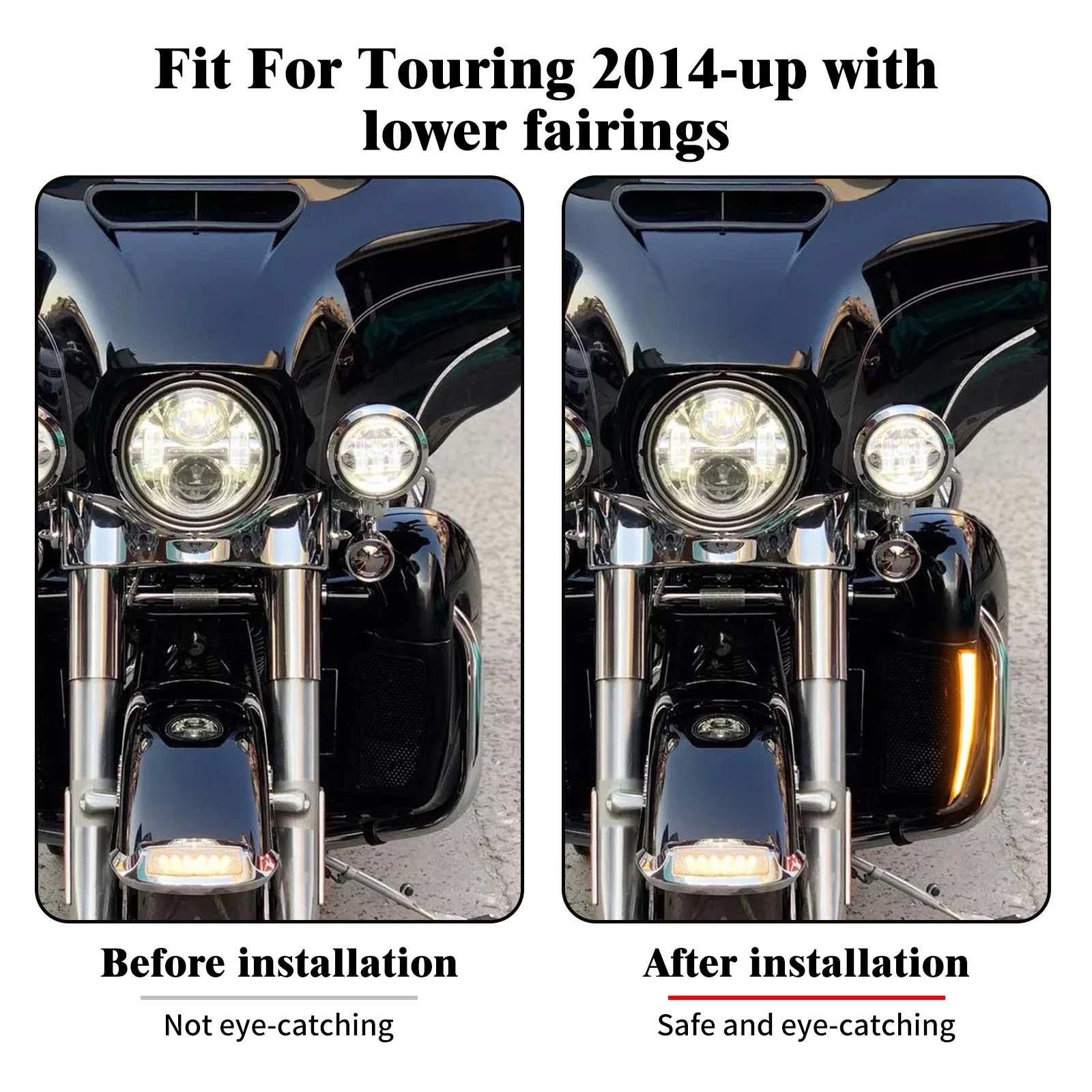 Motorcycle Led Turn Signal Running Lamp Lower Fairing Lights For Harley ...