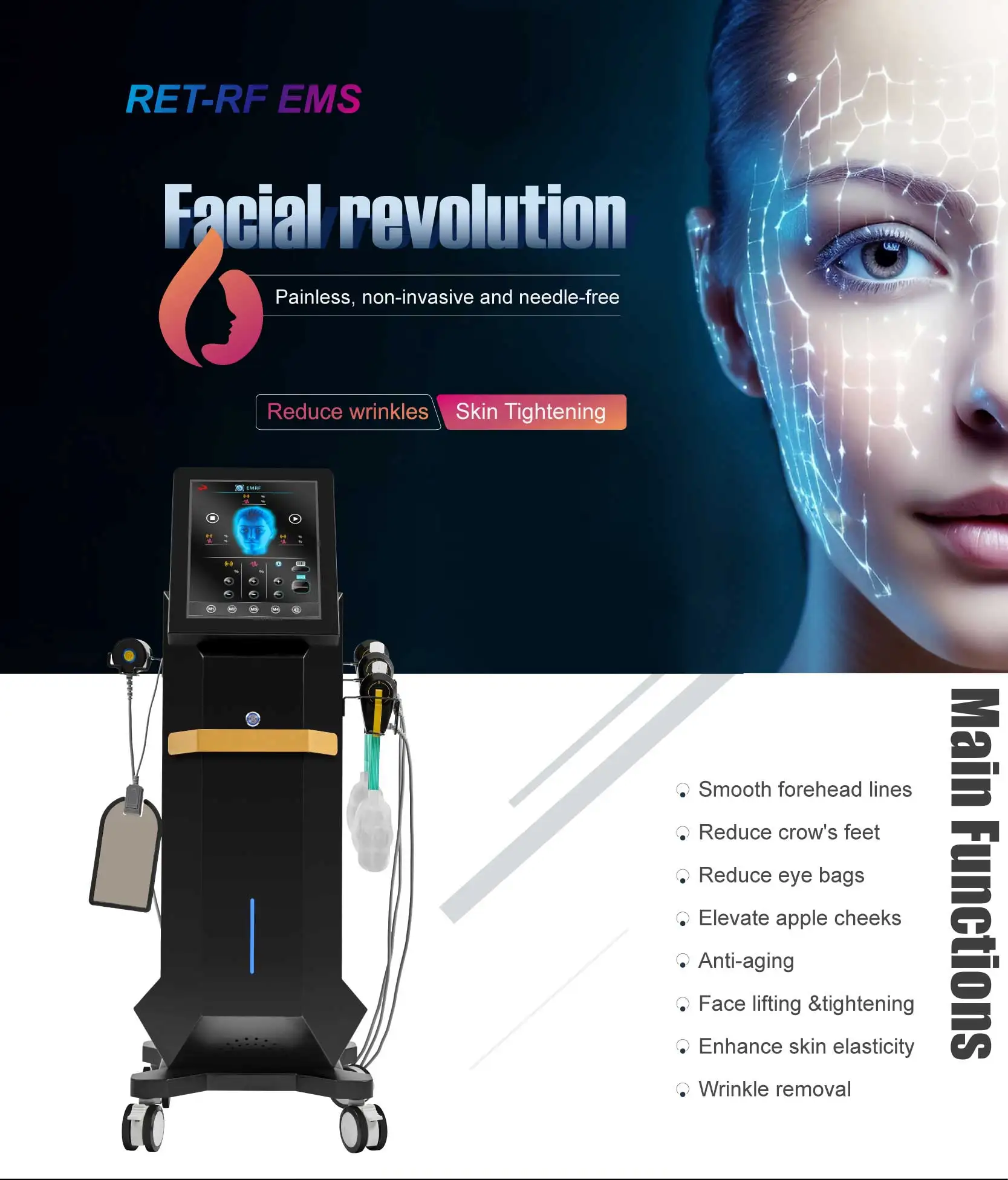 Ems Rf Wrinkle Removal Skin Lifting Full Face Firming Increase Collagen ...