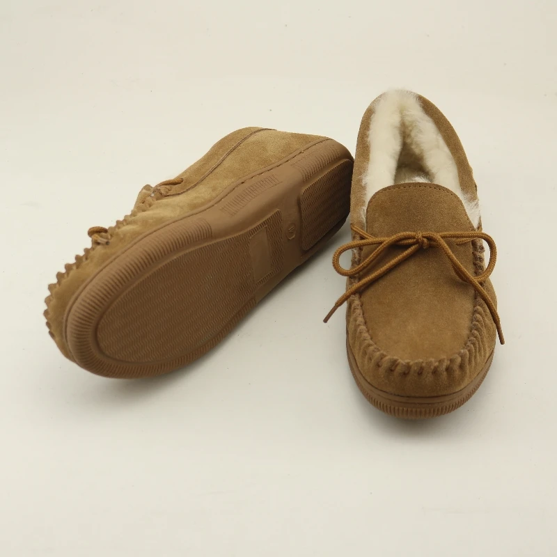 Women Ankle Indoor Slippers Cow Suede Upper Sheepskin Lining| Alibaba.com