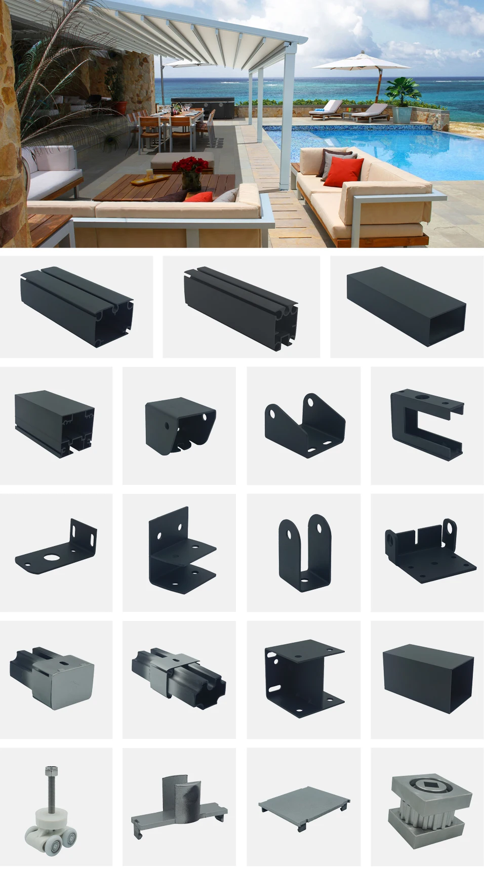 Retractable Pergola Spare Parts - Durable Aluminum Components