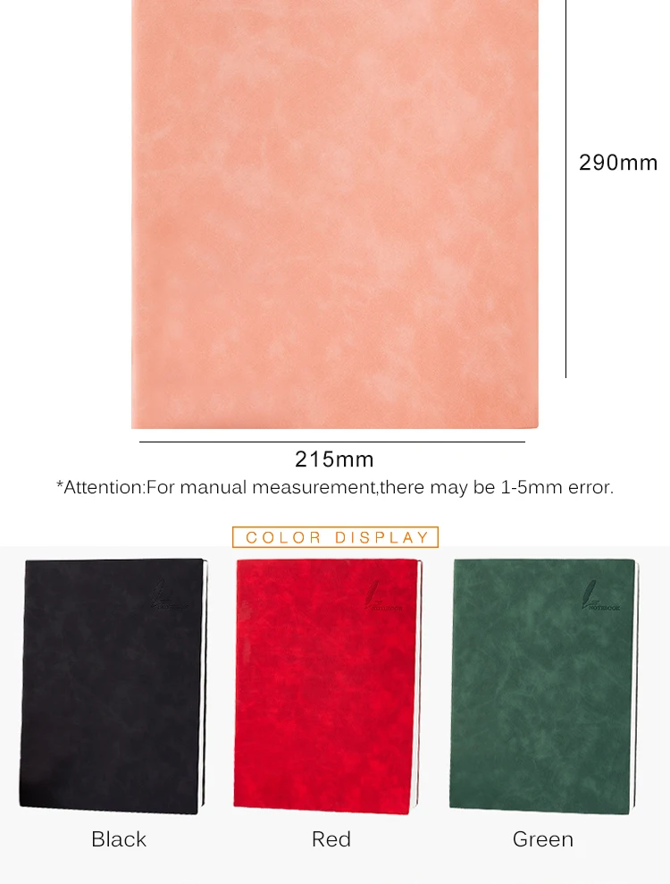 200sheets Thick Soft PU Leather A4 Notebook - Customizable