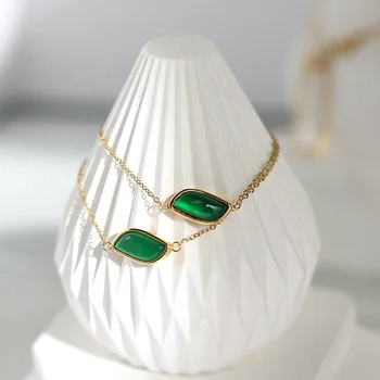 Luxury Jewelry Elegance Greenstone Gold Chain Emerald Necklace For ...