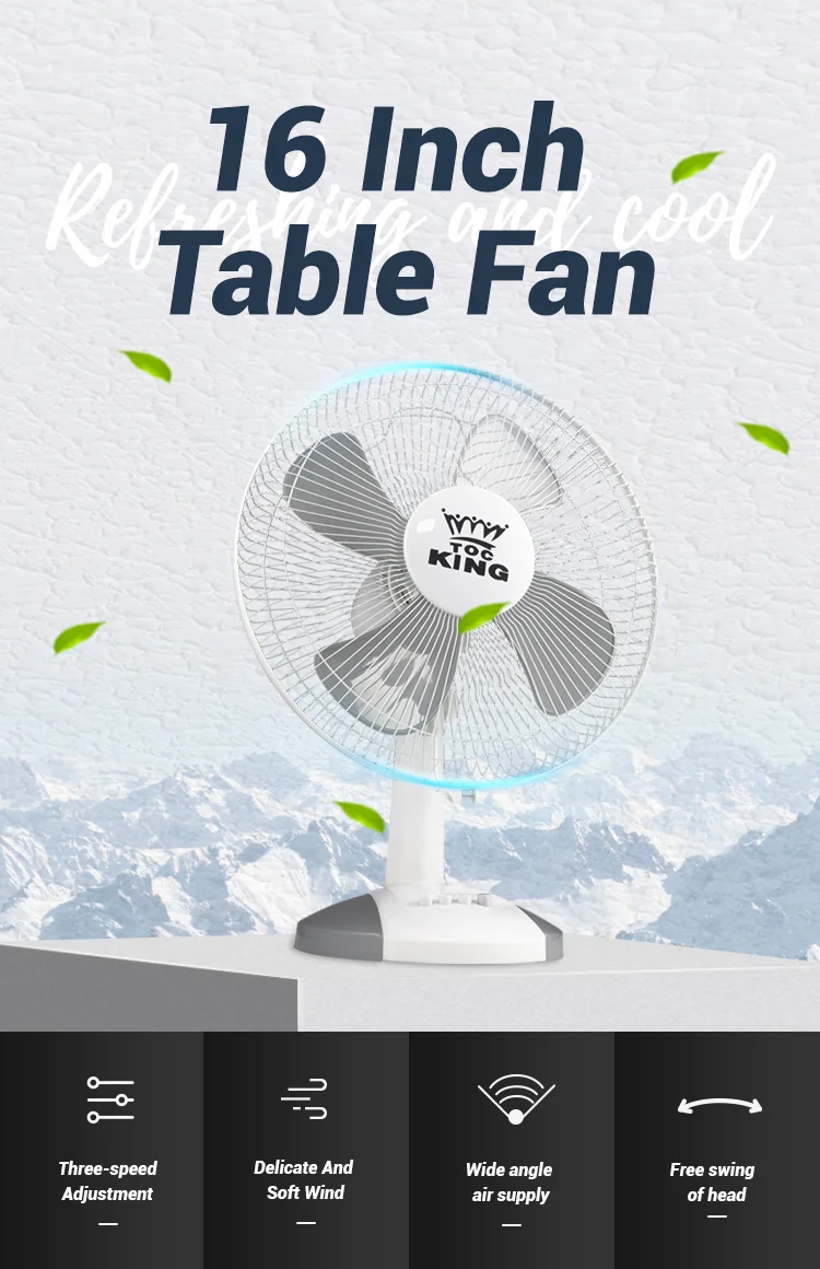 16 Inch Oscillating 3 Speed Low Noise Table Fan Mute Energy Saving Desk ...