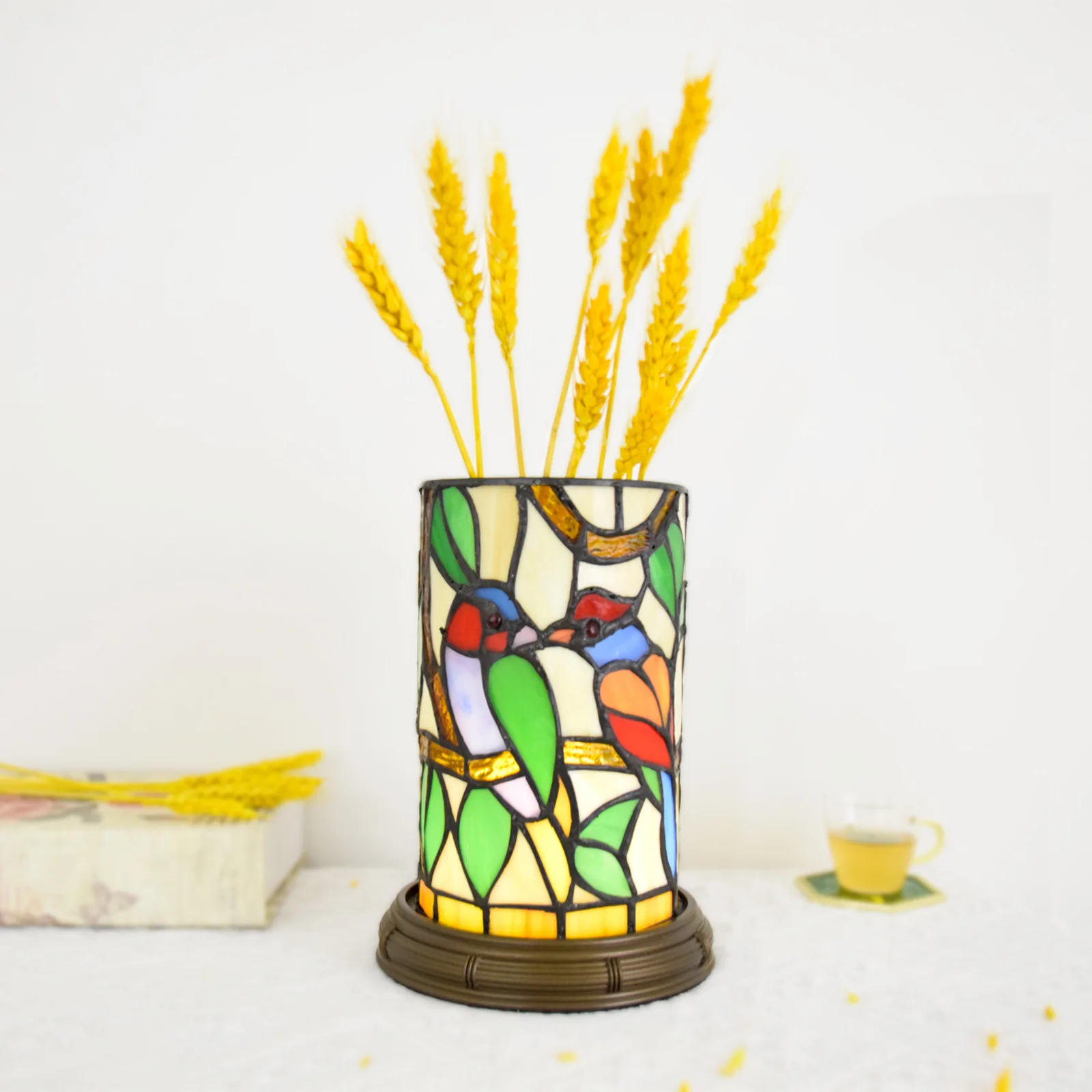 Creative Tiffany Chinese Handmade Colored Glass Table Lamp Led Three ...