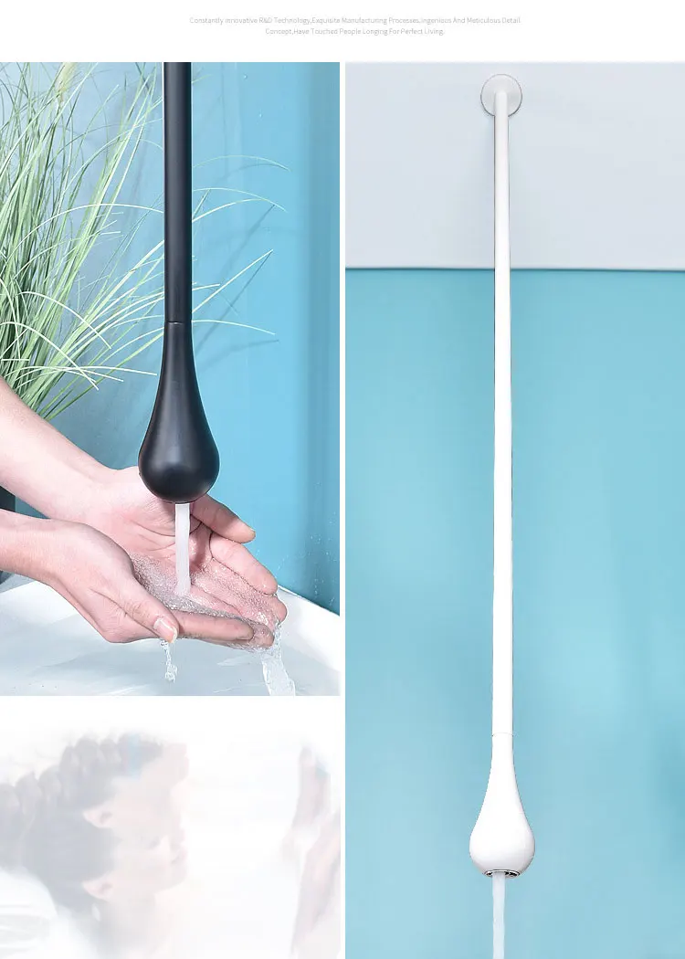 Hanging Ceiling Faucet Matte Black Solid Brass Wall Mounted Water Drop ...