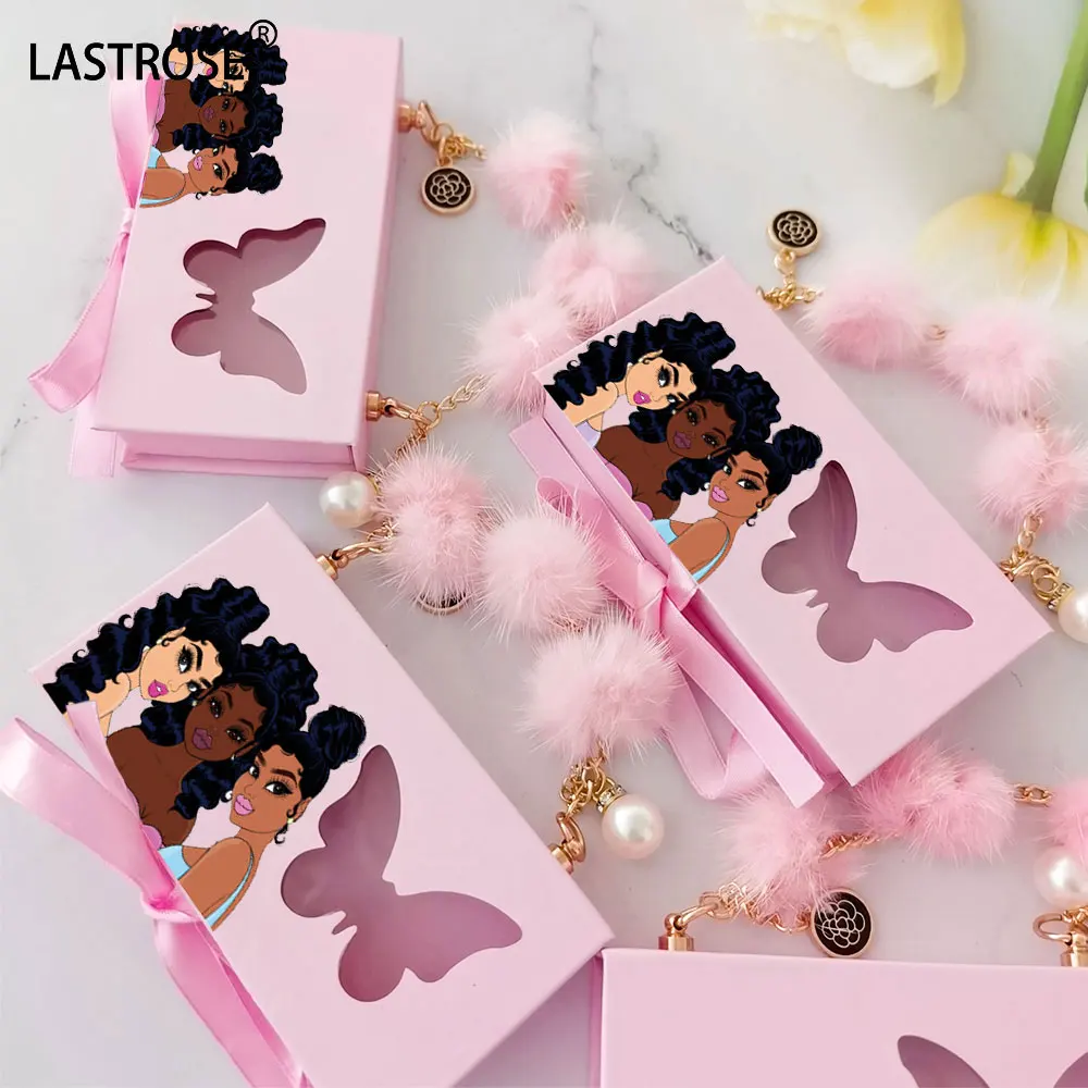 Custom Butterfly Pink Eyelashes Packaging Square Marble Gift Lash Boxes ...