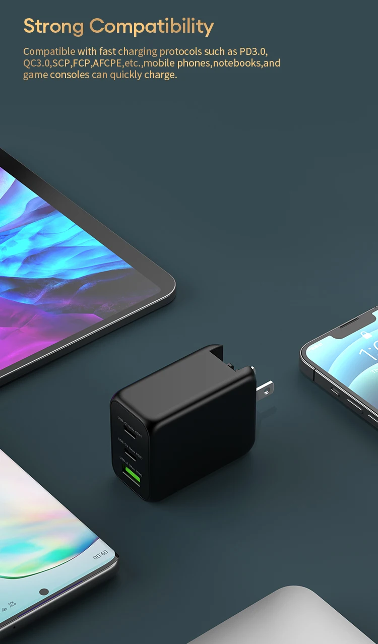 65W Gan Power Adapter - Fast Charging for Mobile & Laptop