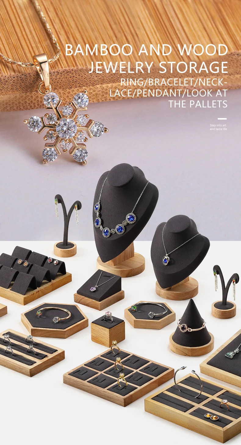 New Arrivals Ring Necklace Display Wood Stands Shelves Wooden Model ...
