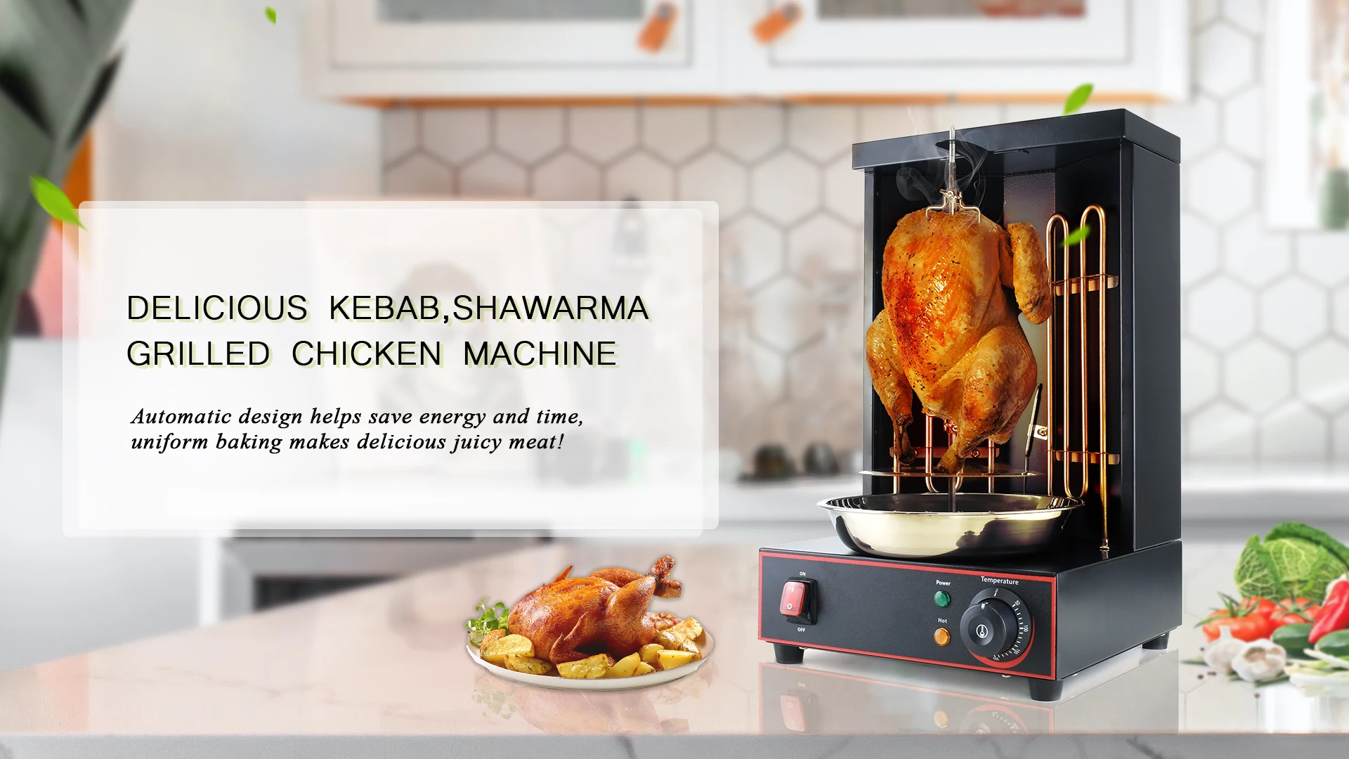 Electric Toaster Chicken Doner Kebab Shawarma Making Machine Kitchen ...