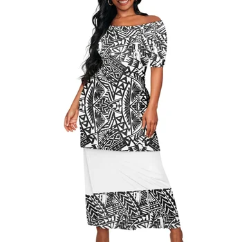 Latest Polynesian Tribal Clothing Off Shoulder Samoan Puletasi Dresses ...