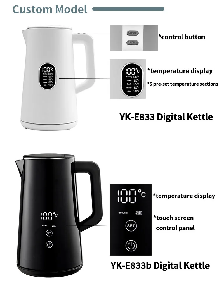 1500ml Electric Smart Digital Keep Warm Stainless Steel Jug