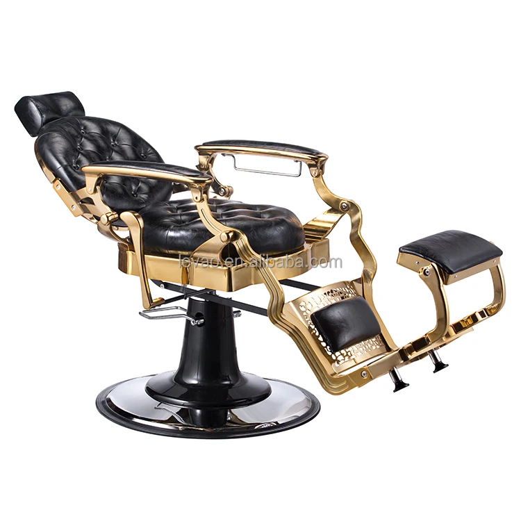 Vintage Salon Black And Gold Barber Chair With Headrest - Buy Barber ...