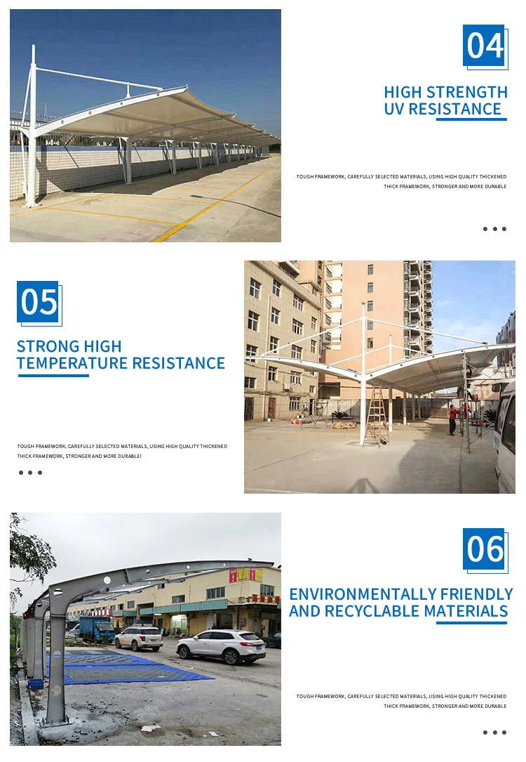 Public Park Canvas Canopy Car Parking Shade Membrane Structure
