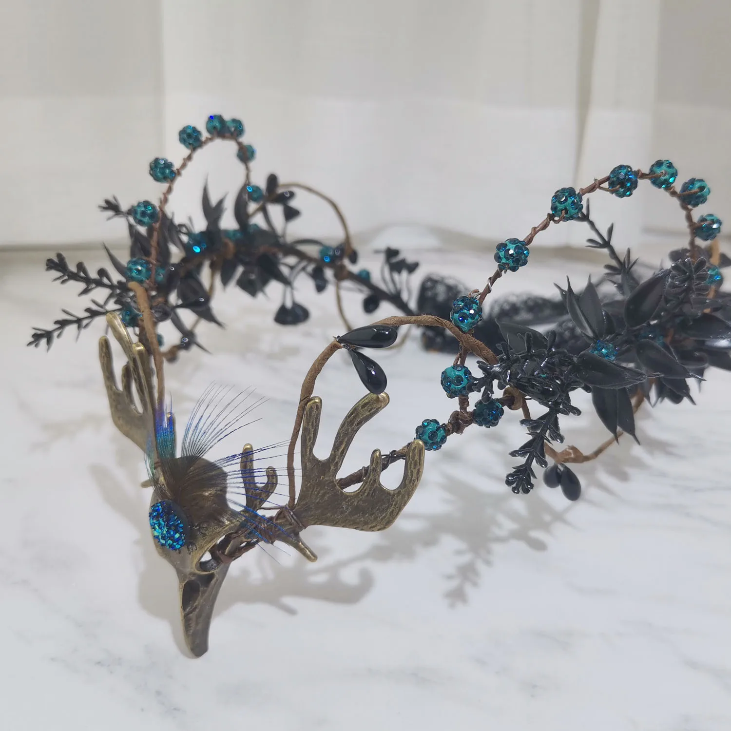 Feather Gothic Party Crown Tiara Women Headband Costume Hairband Party ...