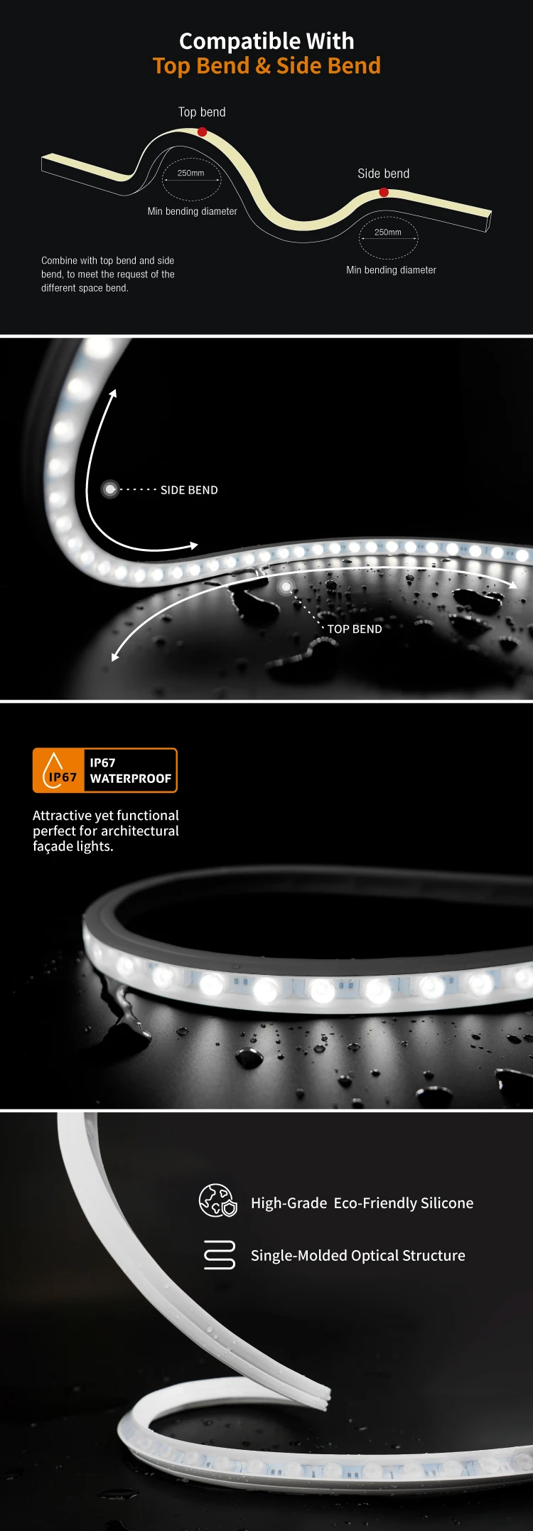 Waterproof IP67 Silicone LED Neon Flex 15W/M for Outdoor