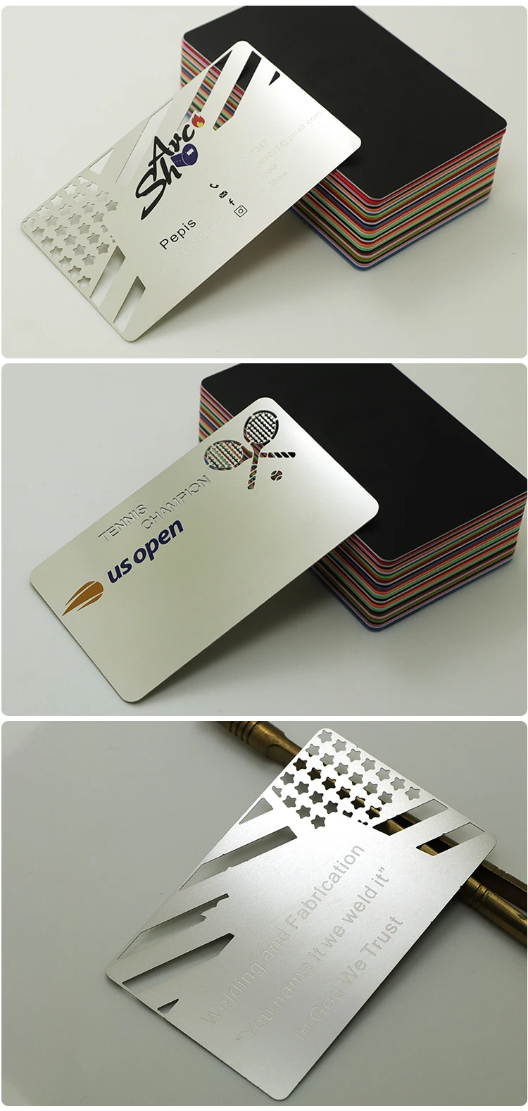 Custom Laser Cut Silver Metal Business Cards - Durable & Stylish