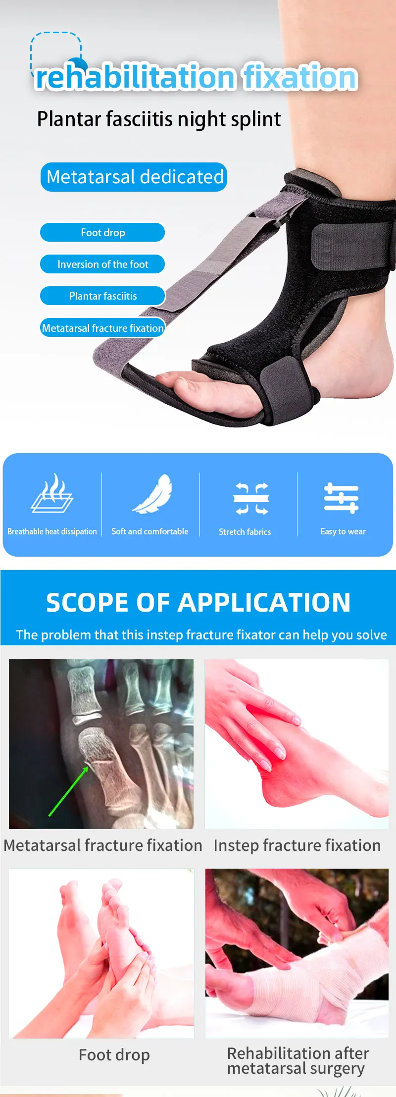 Foot Drop Splint Ankle Brace Orthosis Plantar Fasciitis Dorsal Night ...