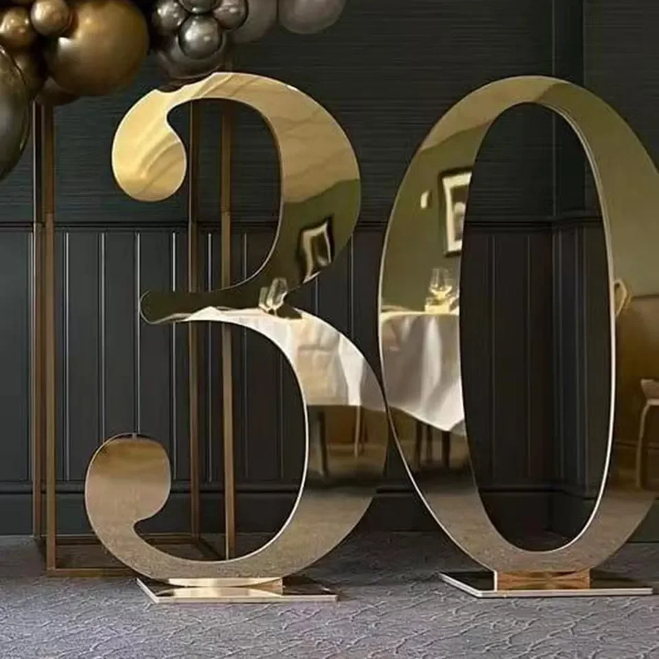 Luxury Acrylic Golden Number 4ft Backdrop for Weddings