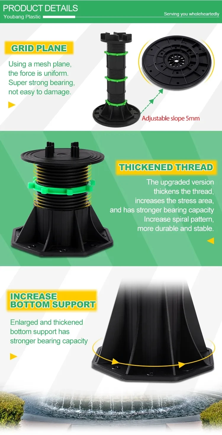 Plastic Raised Floor System Wpc Decking Adjustable Pedestal System 178 ...