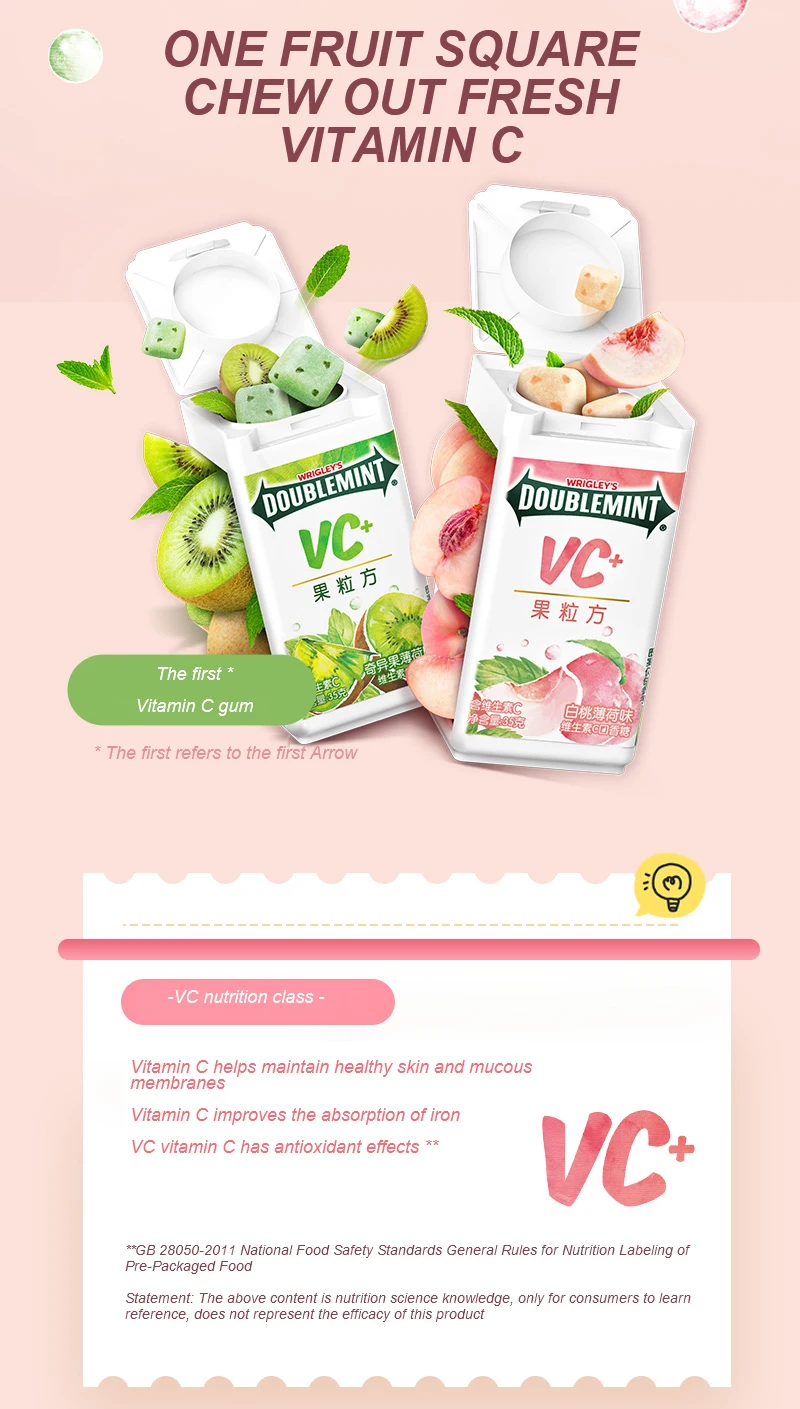 Wholesale Chewing Gum With Vitamin C Mint White Peach Gummies - Buy ...
