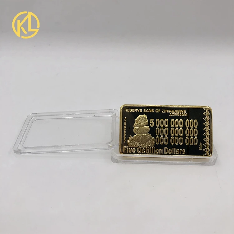 270pcs Ingot 5 Octillion Rare Zimbabwe Gold Plated Coin