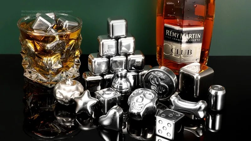 6 Pcs Bullet Shaped Ice Cube Reusable Silver Customized Stainless Steel ...