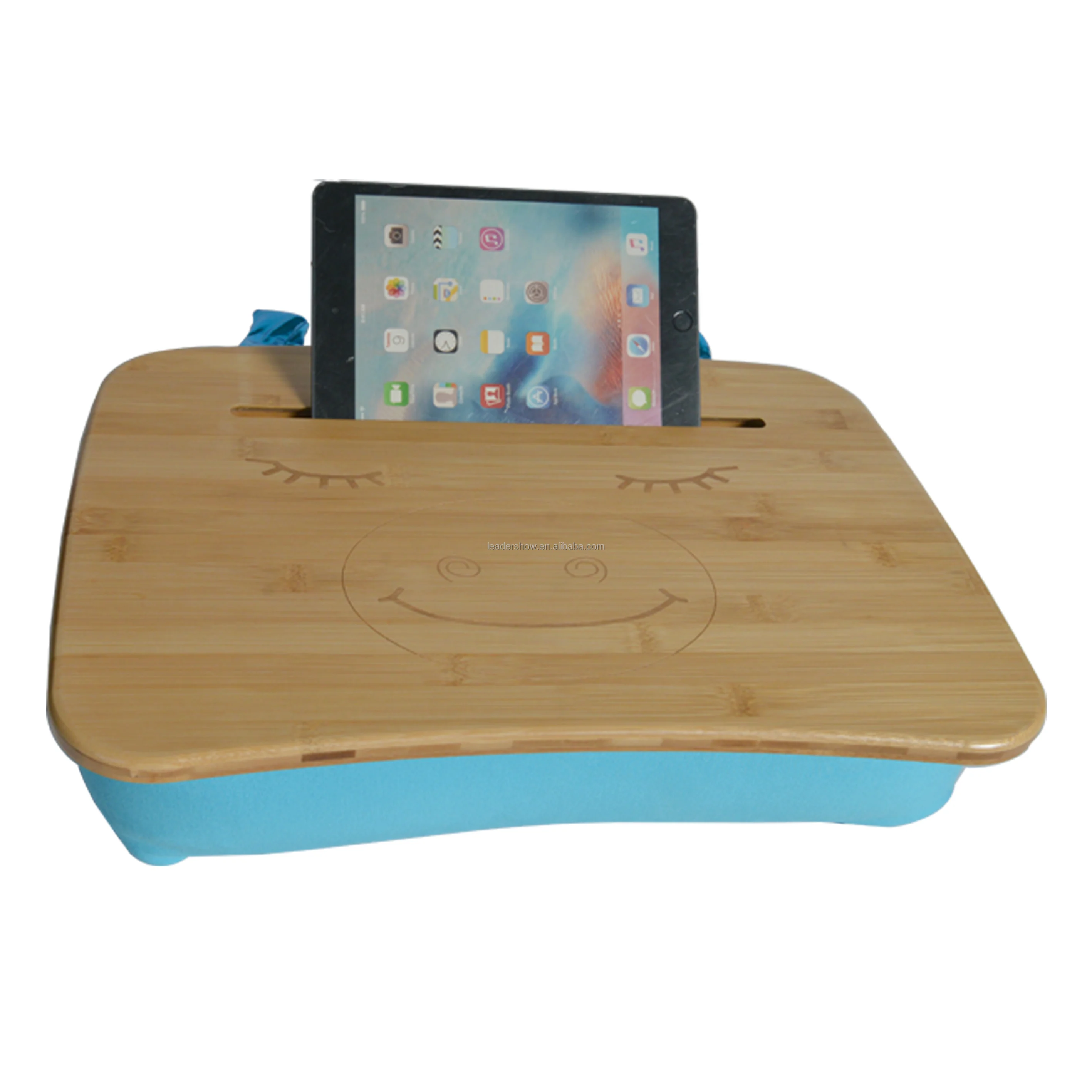 Bamboo Lap Desk With Laptop Storage Compartment Pillow Cushioned Laptop ...
