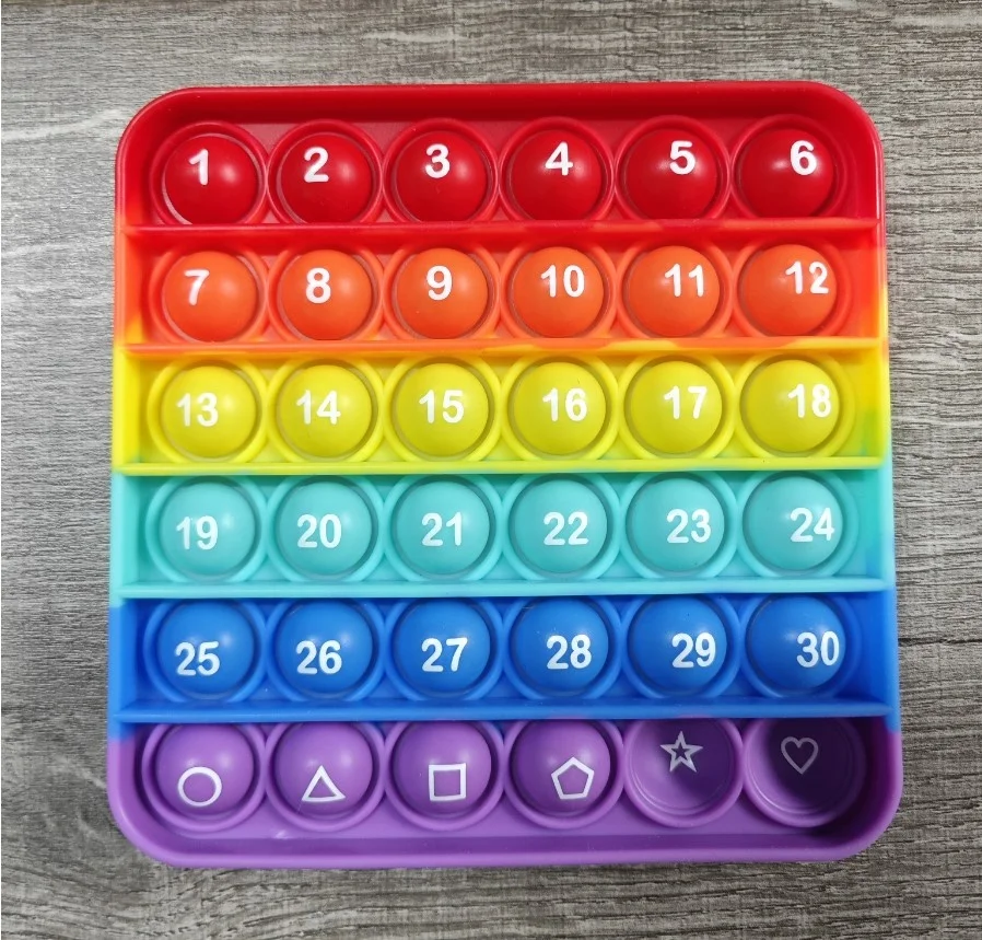 New Square Shape Pop It Fidget Toys Set Rainbow Pop It Push Pop Bubble ...