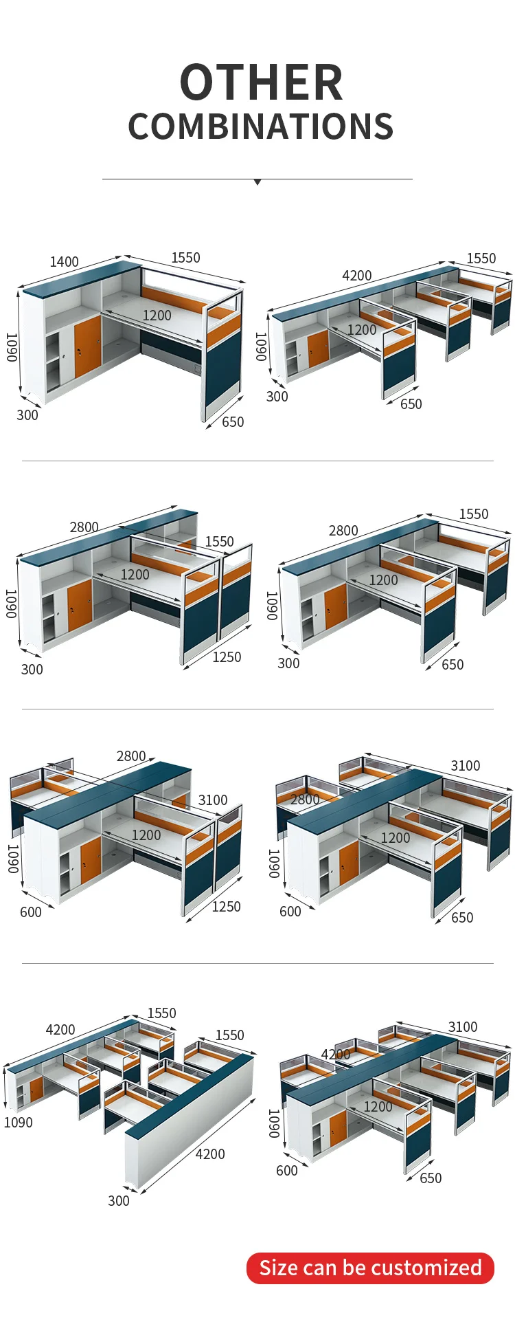 Coworking Spaces Office Table Workstation Modular 6 Seater People Desk ...