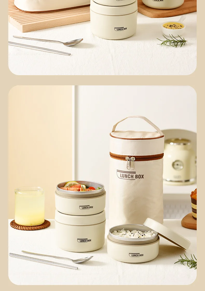 304 Stainless Steel Portable Stackable Microwavable Bento Box