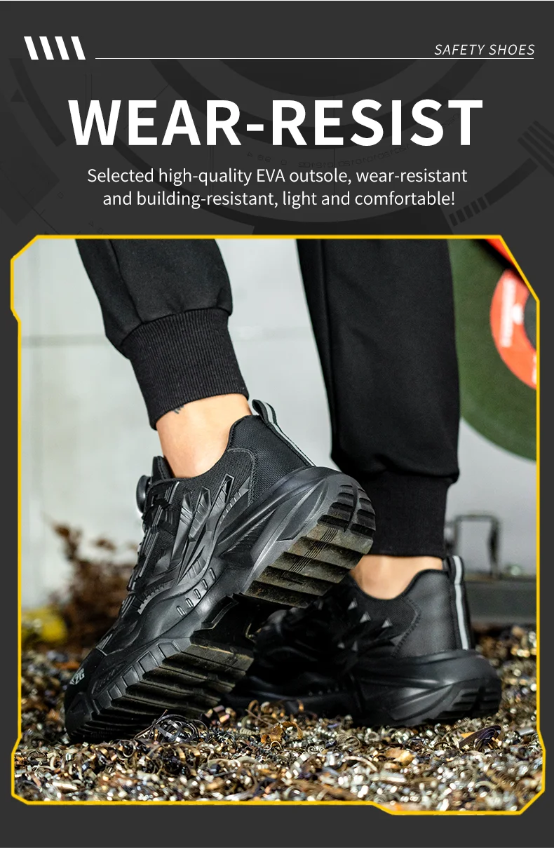 8824 Black Fast Lacing System - Safe Sport Shoes with Steel Toe