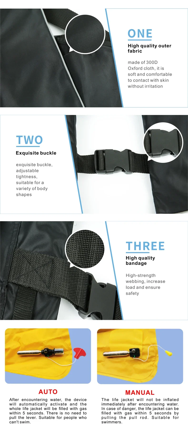 Manual Automatic Marine Inflatable Life Jacket For Kayaking Fishing ...