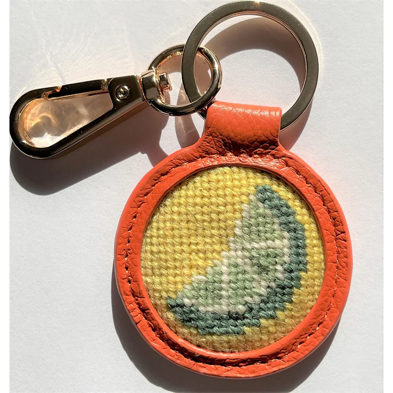 SNK005 Luxury Key Chain Round Embroidered Designer Fashion Leather Key ...