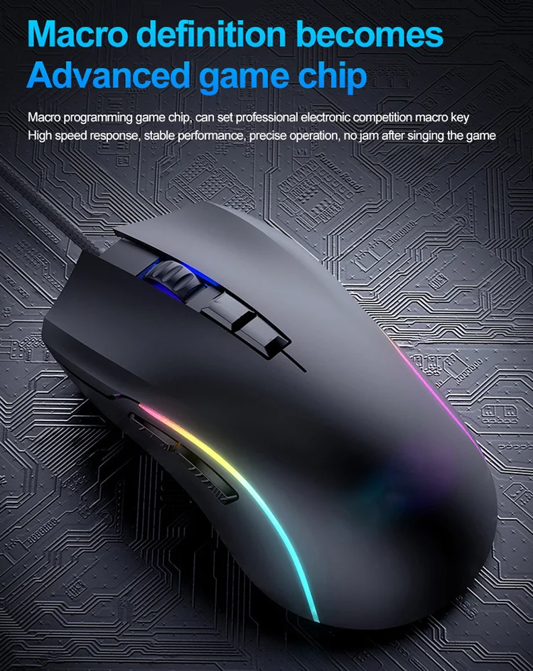7200 Adjustable Dpi Ergonomic Chromatic Wired Gaming Mouse Computer ...