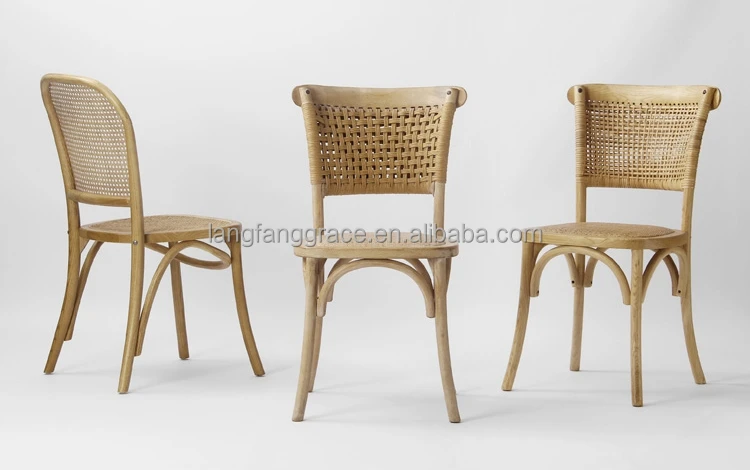 Vineyard Wood Cane Wicker Rattan Weave High Back Dining Chair for ...