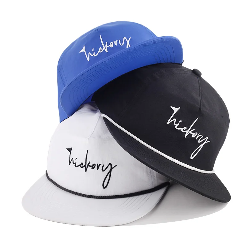 Custom Flat Bill 5 Panel Unstructured Nylon Rope Snapback Hats - Buy ...