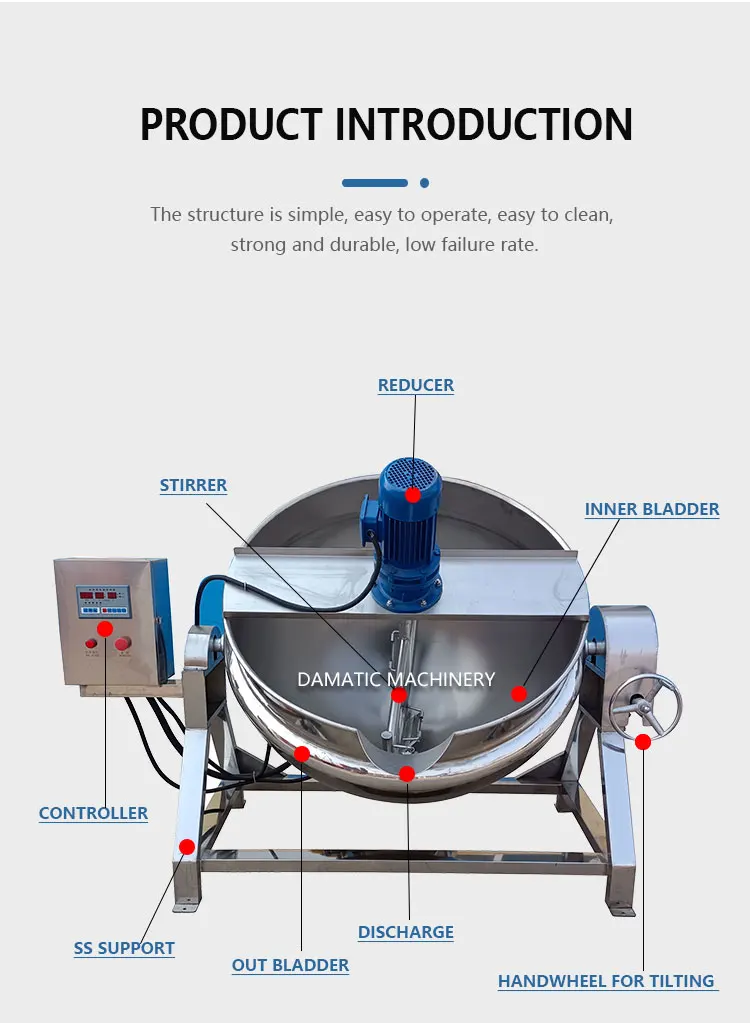 50 Gallon Double Jacketed Steam Kettle Cooker Mixer With Kitchen ...