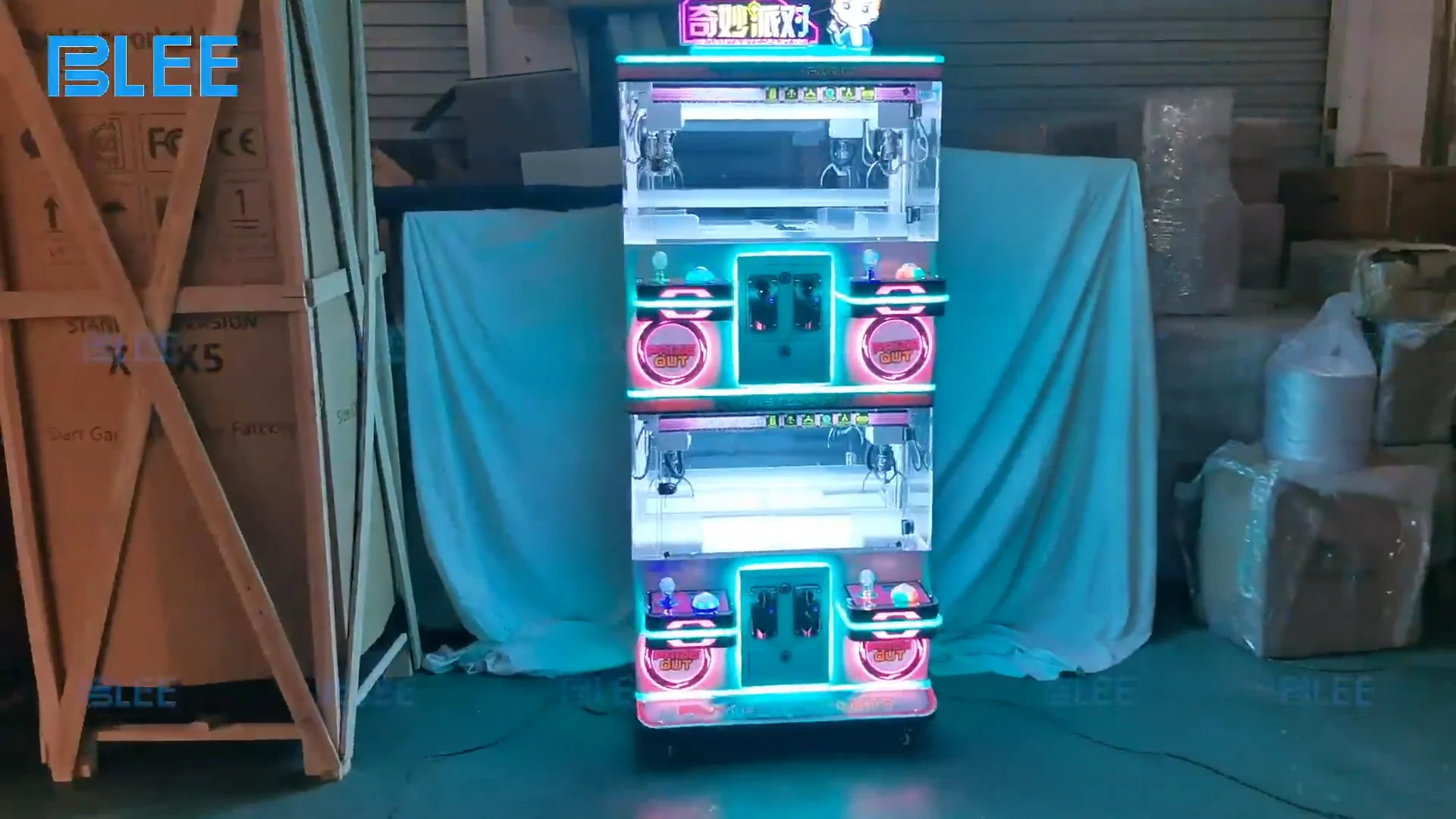 Custom Game Center 2 Layers 4 Player Coin Operated Toy Grabber Claw ...