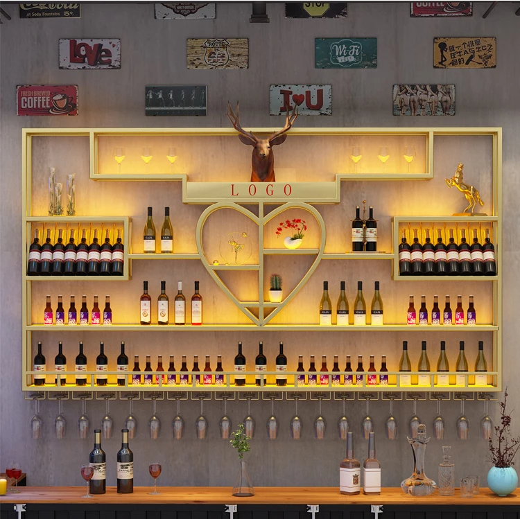 Customized Industrial Led Lights Pub Wall Mount Bar Shelf Display Wine ...