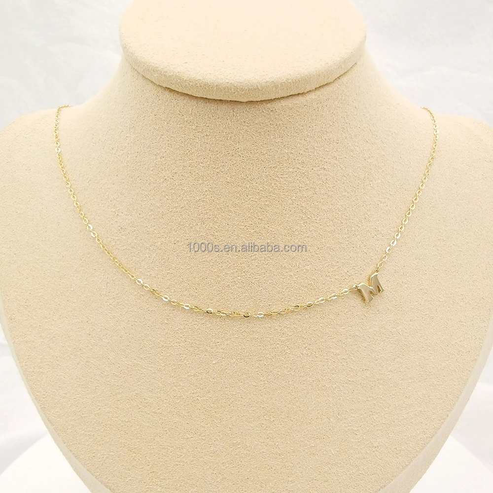 Simple 9k Real Gold Custom Letter M Necklace Dainty Jewelry Necklaces ...