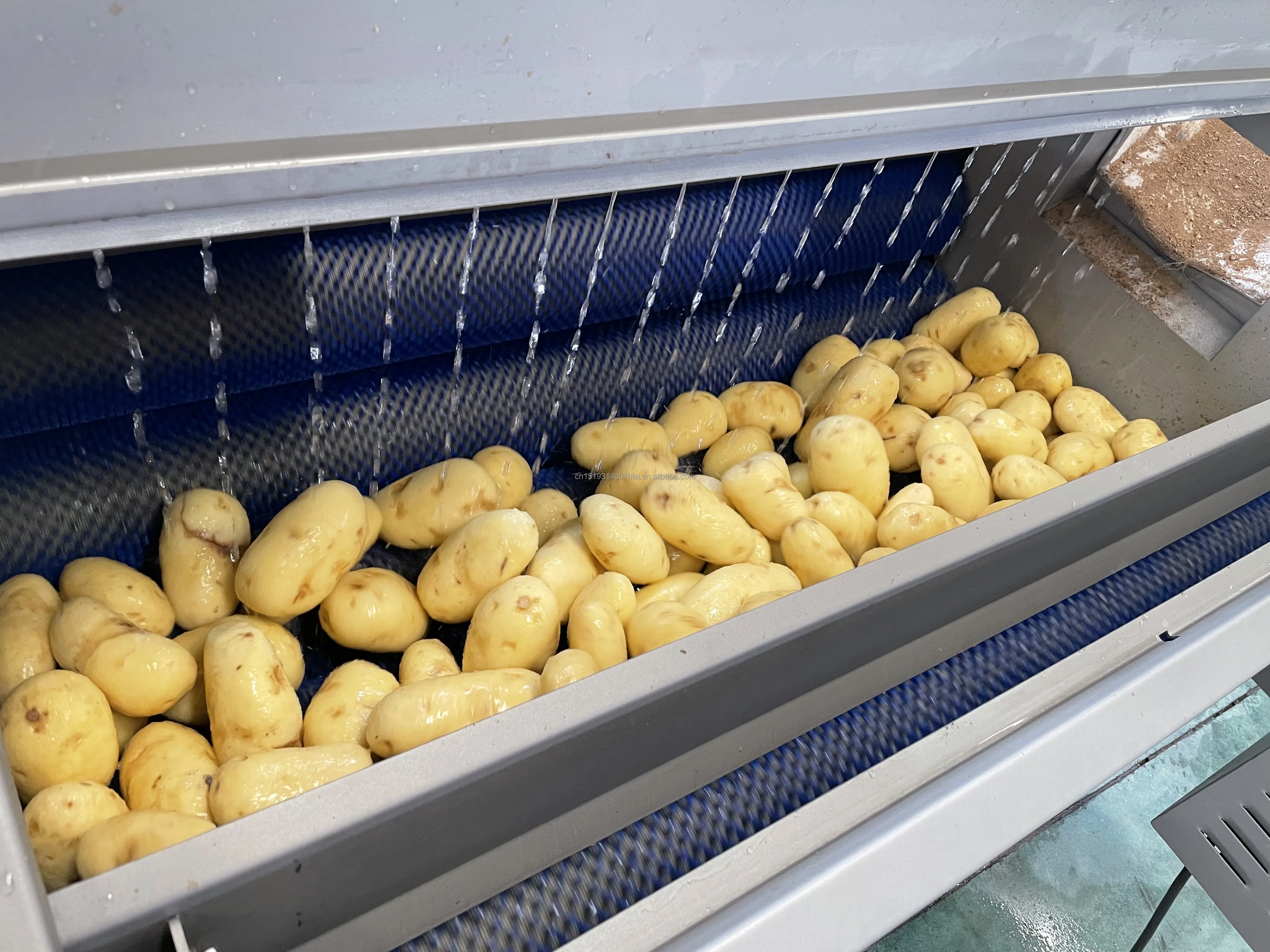 Brush Washing Potato Chips Cleaning Peeling and Cutting Machine Ginger ...