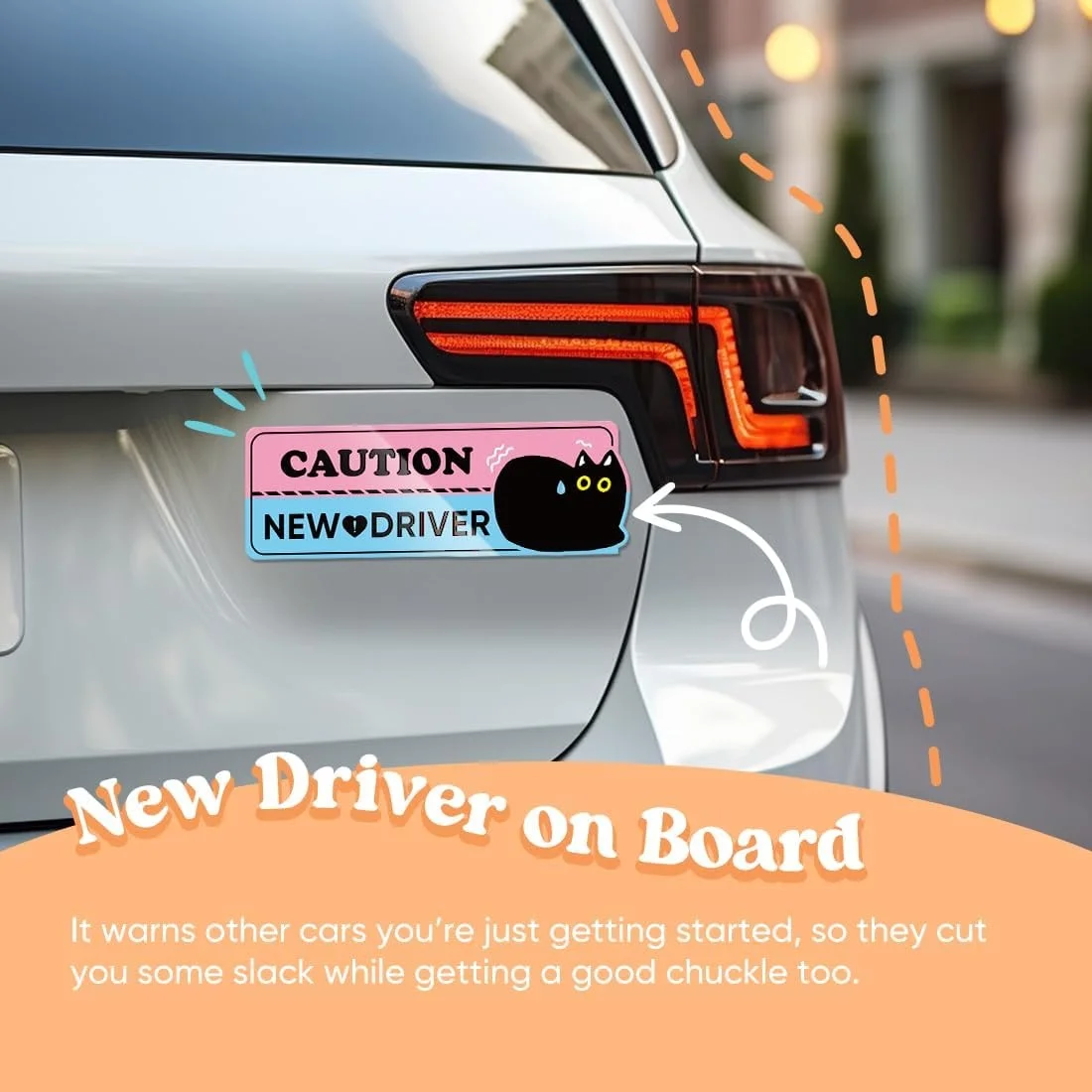 Black Cat New Driver Magnet for Car Cute Cat Student Driver Car Magnet ...