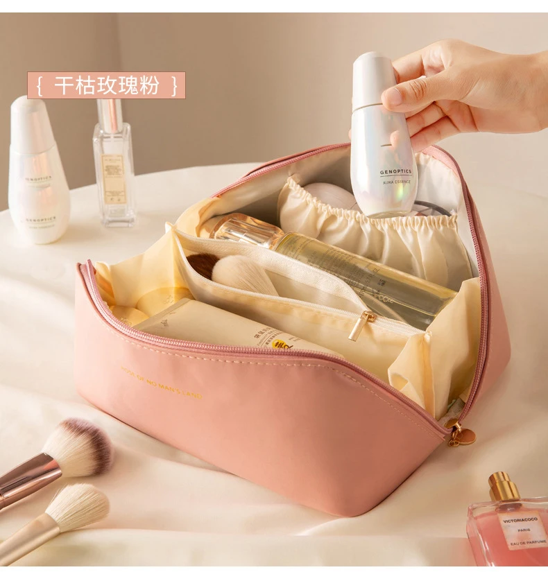 Customized Organizer Beauty Pouch Pu Leather Open Flat Cosmetic Pillow ...