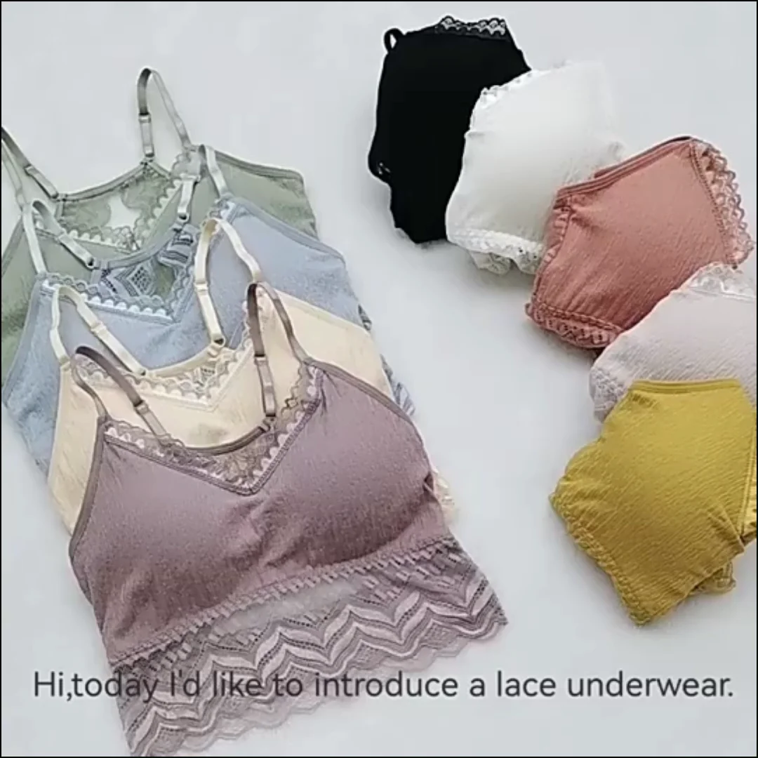 Wx111206 Thin Cotton Cup Bra And Panties Transparent Lace Lingerie Bras ...