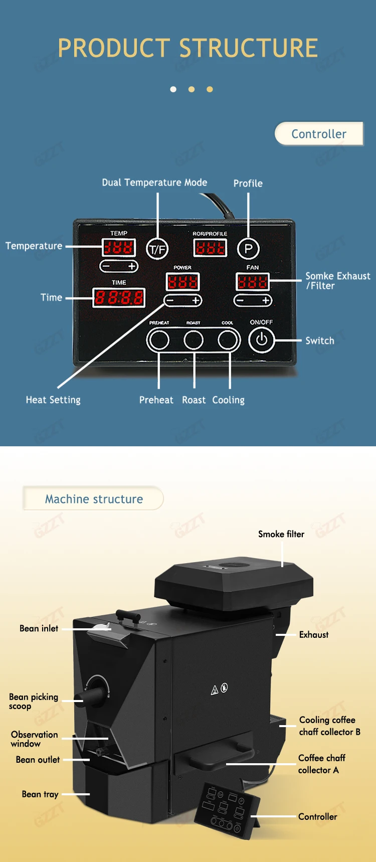 Small Coffee Roasting Machine 0.5kg Home Coffee Bean Roaster 1000w ...
