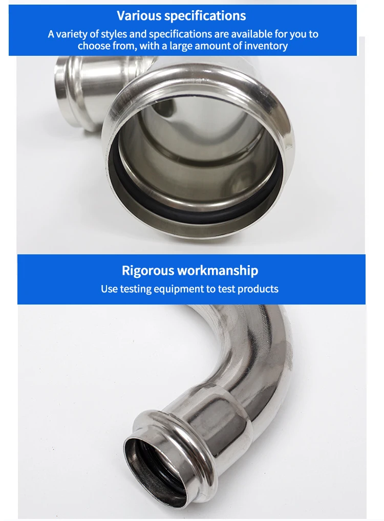 Stainless Steel V Profile 90 Degree Elbow Pipe Press Fitting Pipe ...